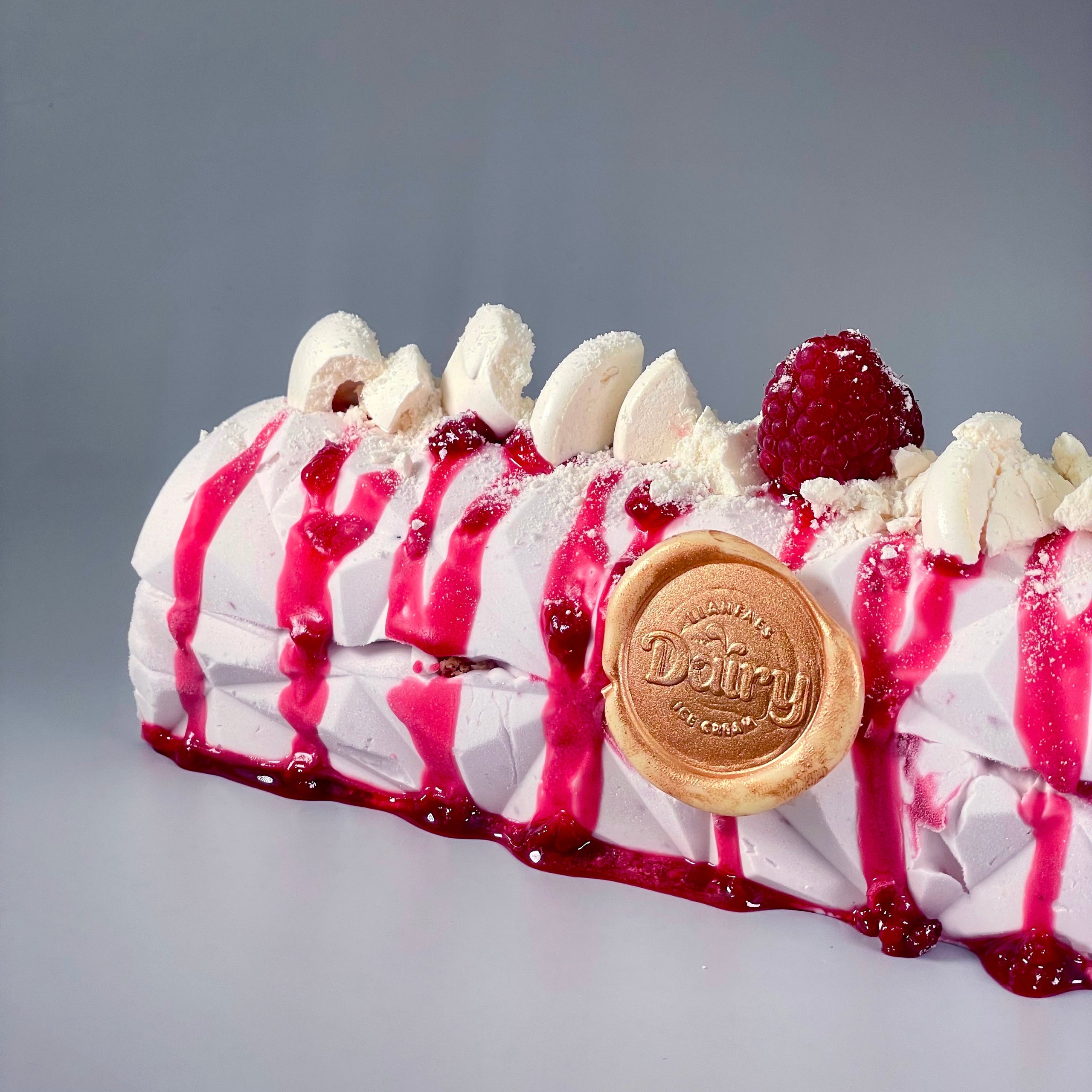 Raspberry Pavlova Ice Cream Log | Llanfaes Dairy Ice Cream