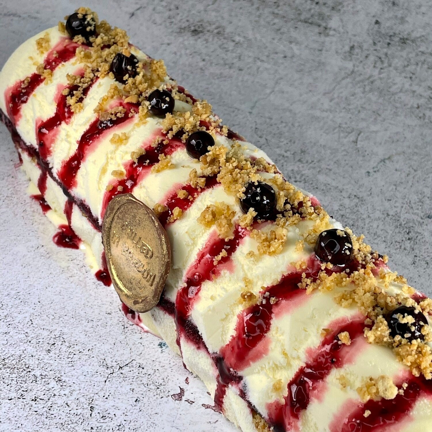 Blackcurrant Cheesecake Ice Cream Log | Llanfaes Dairy Ice Cream