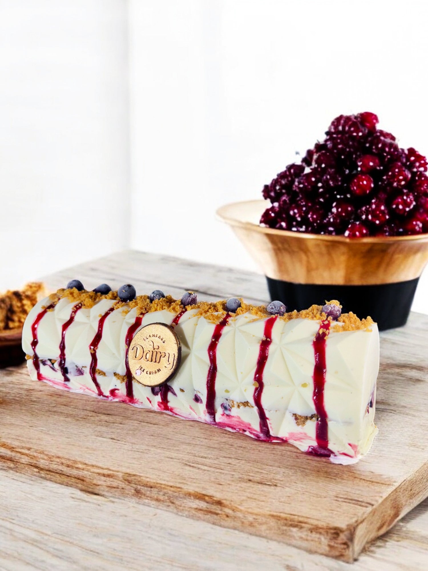 Blackcurrant Cheesecake Ice Cream Log | Llanfaes Dairy Ice Cream