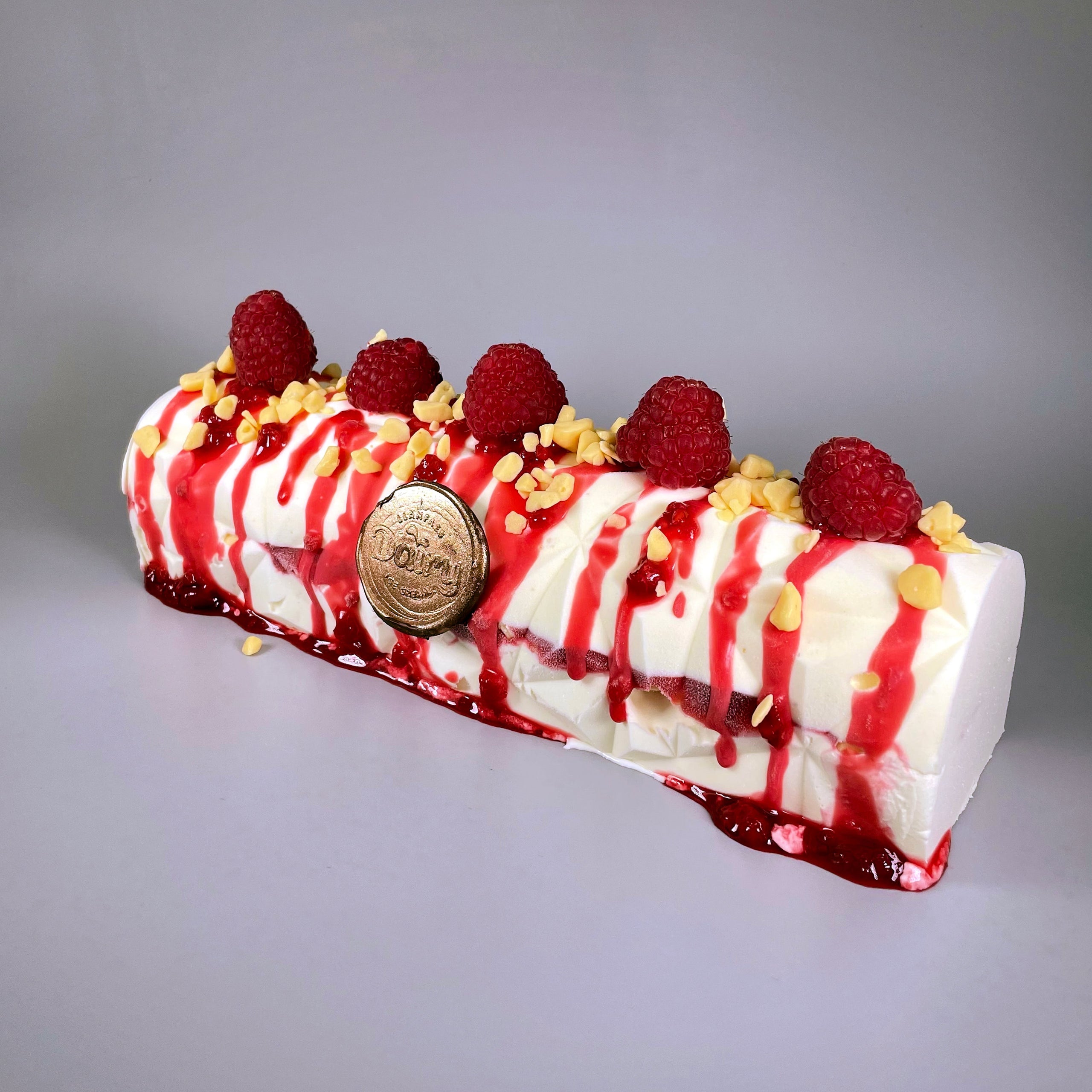 Vanilla, Raspberry & Honeycomb Ice Cream Log | Llanfaes Dairy Ice Cream